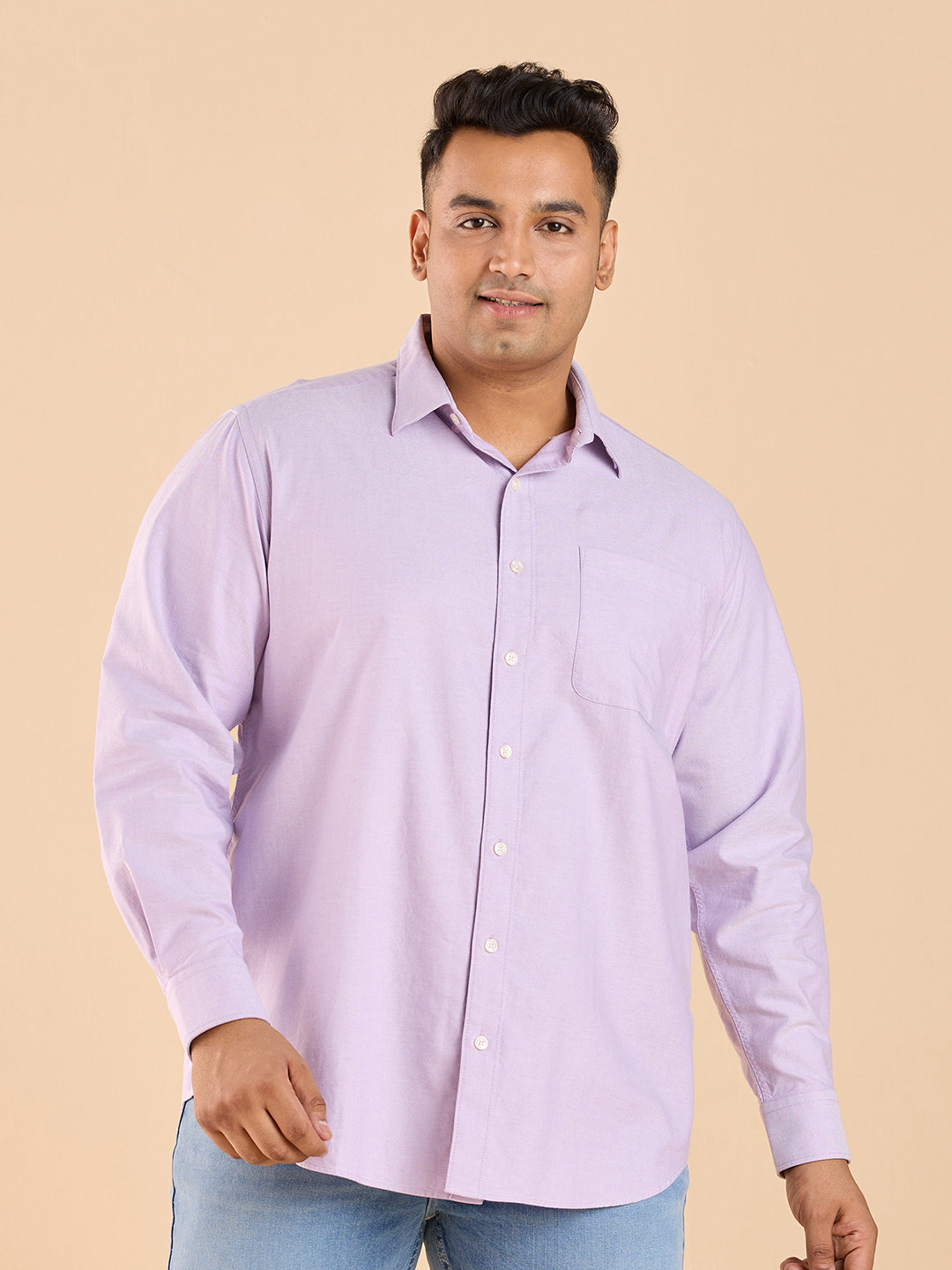 Get Plus Size Plus Size Giza Oxford Structure Solid Shirt | XL-7XL for ...