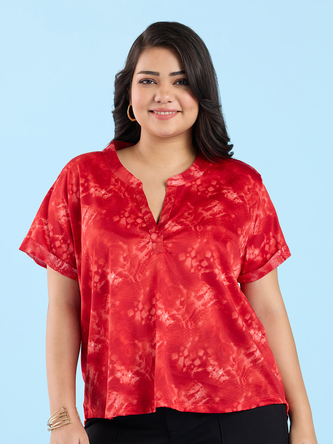 Get Plus Size Plus Size Red Tye Dye Top | XL-7XL for WOMEN | Upto 51% ...