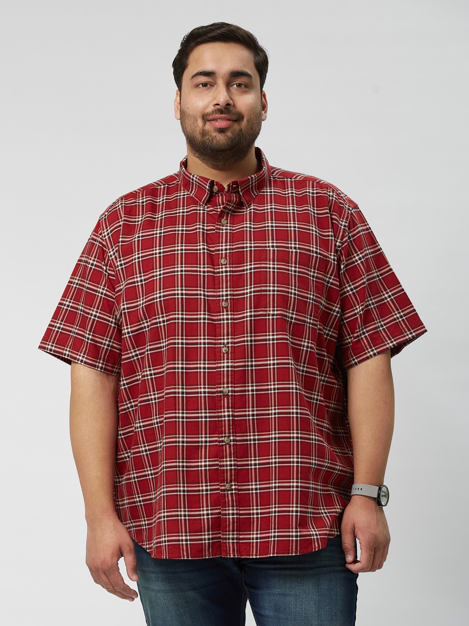 Get Plus Size Plus Size Men Nautical Check Half Sleeve Shirts | XL-7XL ...