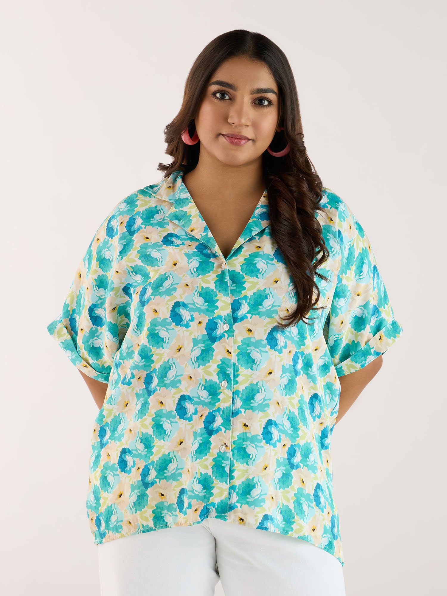 Get Plus Size Watercolor Floral Printed Satin Top | XL-7XL for WOMEN ...